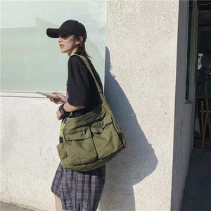 Bags | Aesthetic Cute Messenger Bag For School Vintage Black Canvas ...